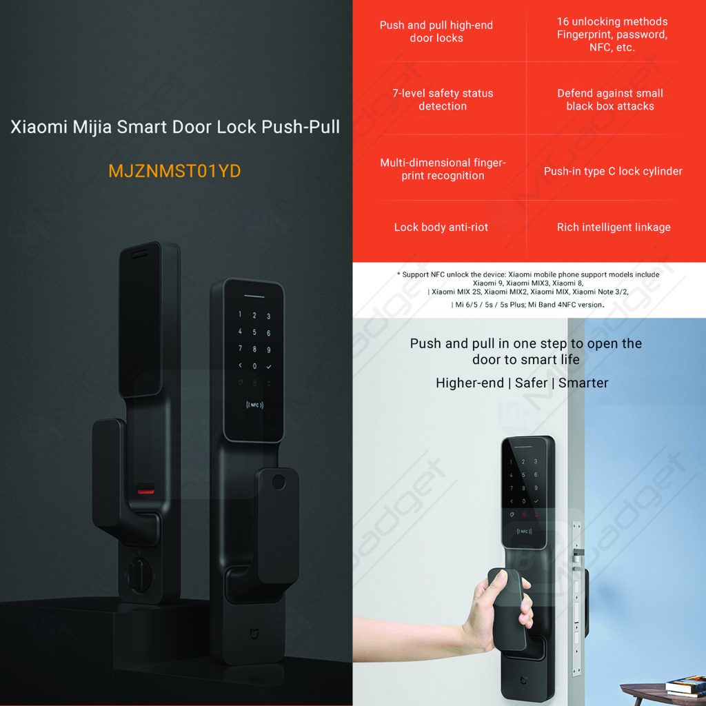 Xiaomi Smart Door Lock Push Pull Keyless Fingerprint NFC Kunci Pintu ...
