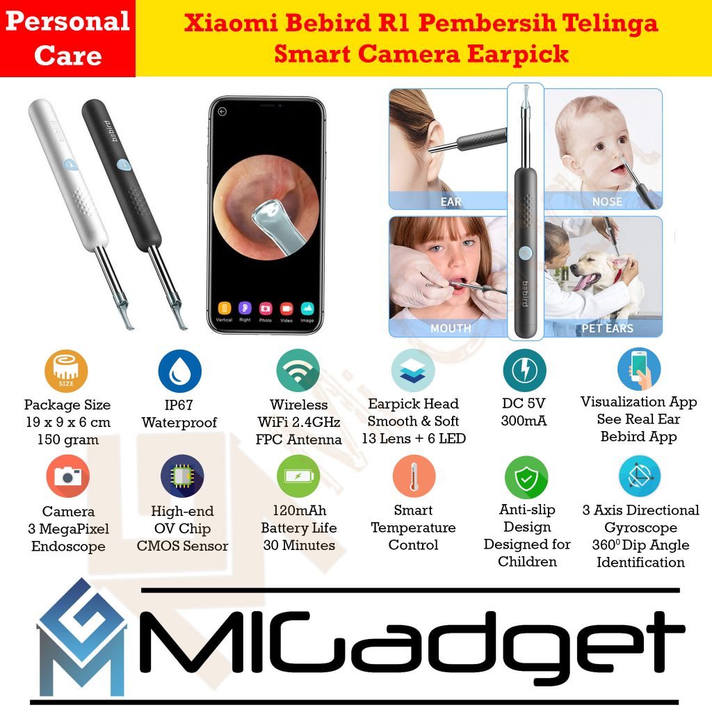 Bebird R1 R 1 Smart Visual Earpick Pembersih Telinga - Mi Gadget Malang