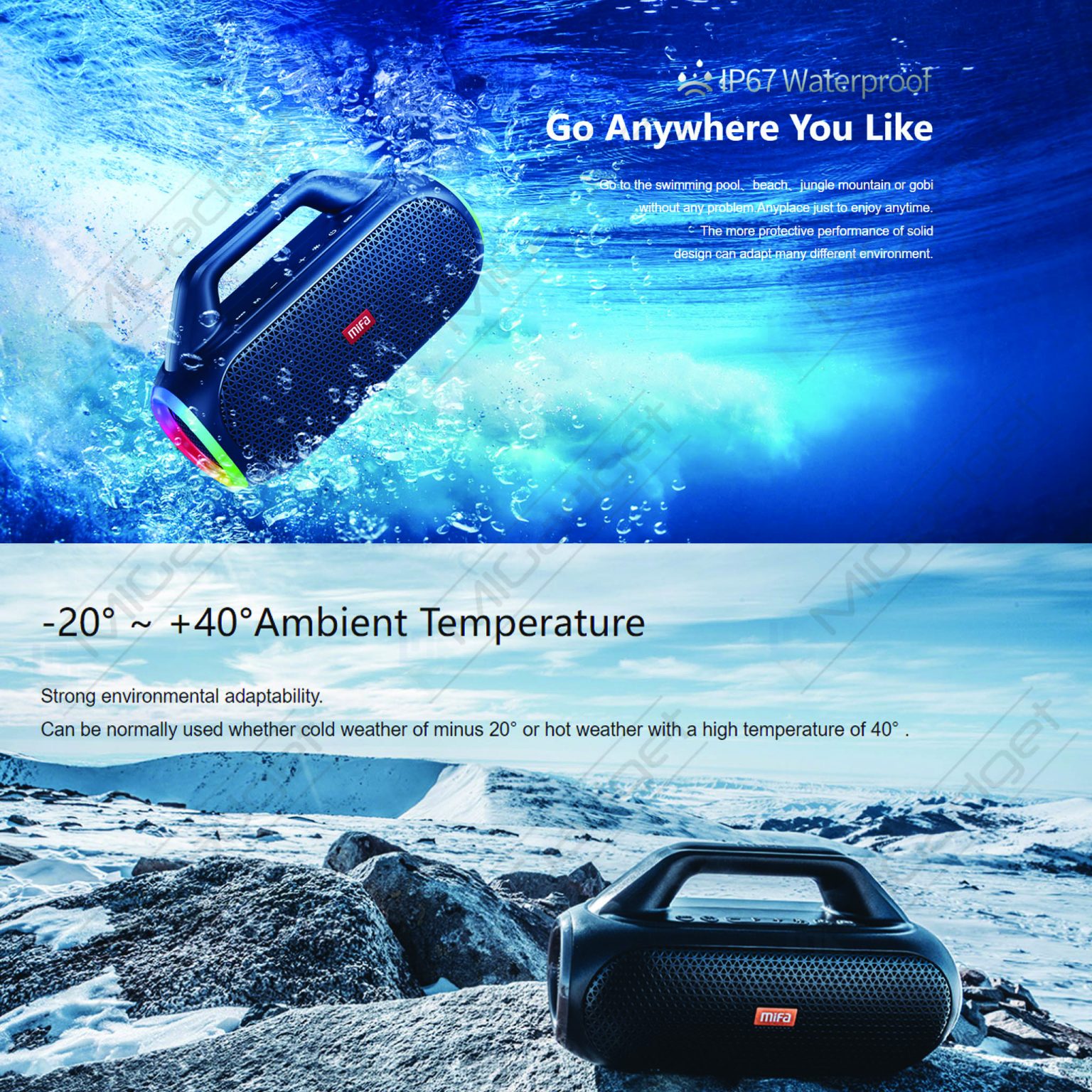 MiFA Wildbox Wild Box 60W Bluetooth Speaker Waterproof with Powerbank ...