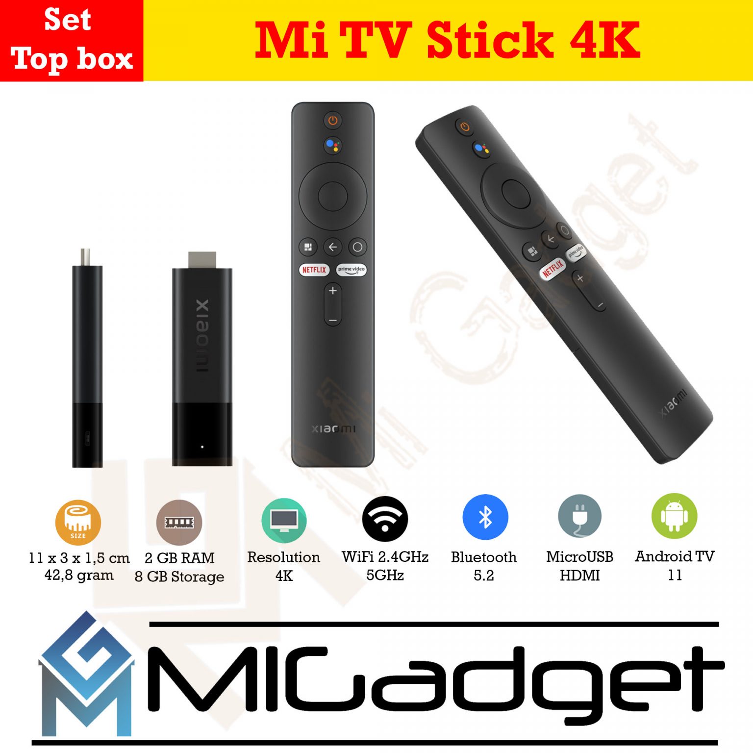 Xiaomi Mi TV Stick 4K Android TV Box Stick 4K 2GB RAM 8GB Storage - Mi ...
