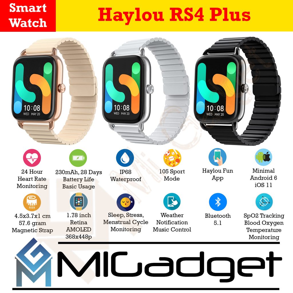 Haylou RS4 RS 4 Plus AMOLED Smartwatch - Mi Gadget Malang