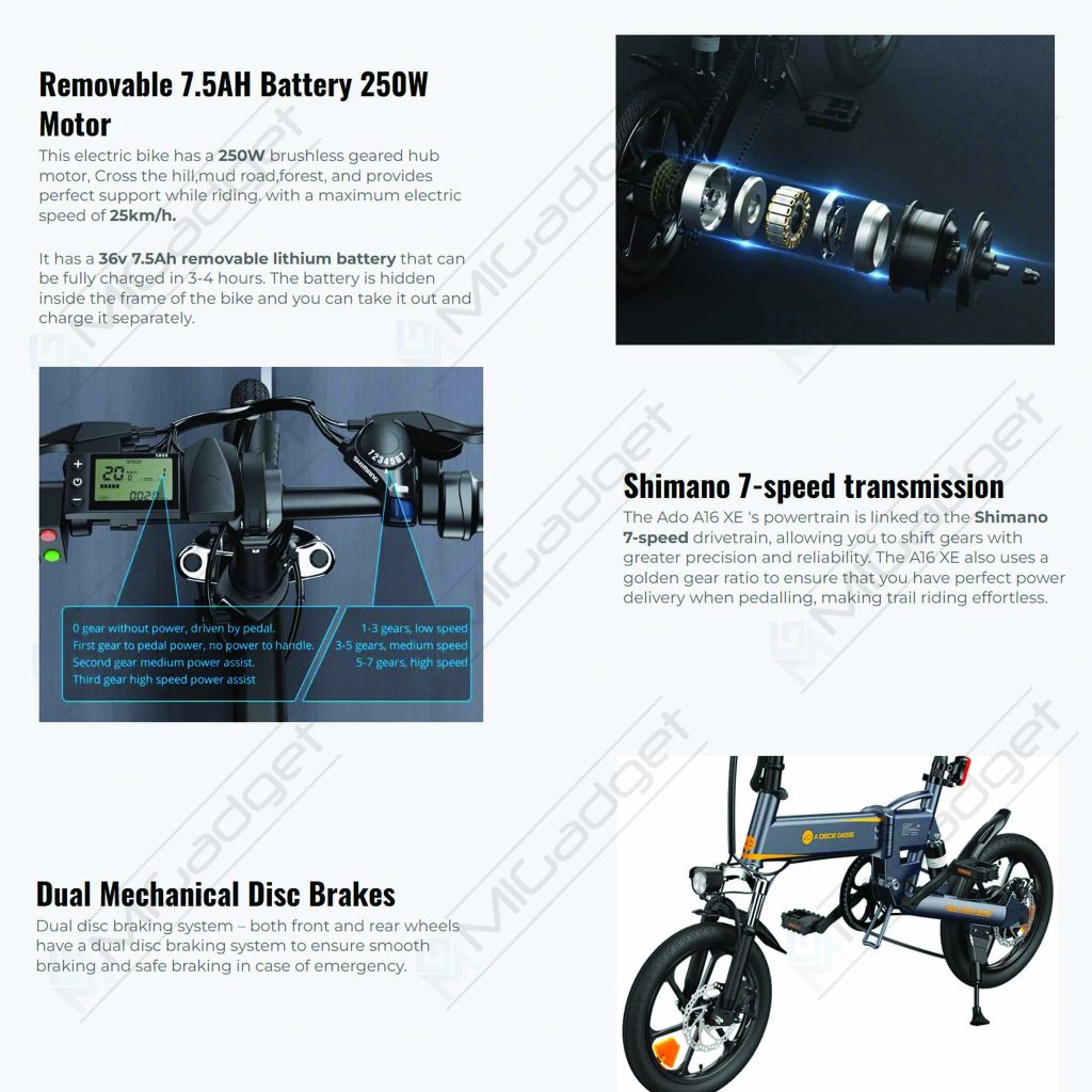 Sepeda Listrik Lipat E Bike ADO A16 XE Folding Electric Bike - Mi ...