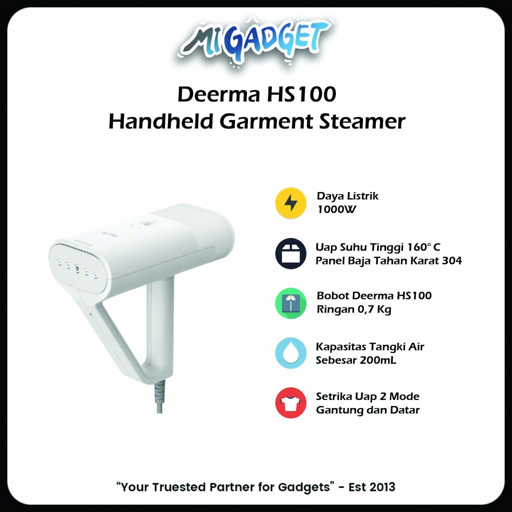 Deerma HS100 Garment Steamer Baju 1000W Strika Setrika Uap Laundry - Mi ...