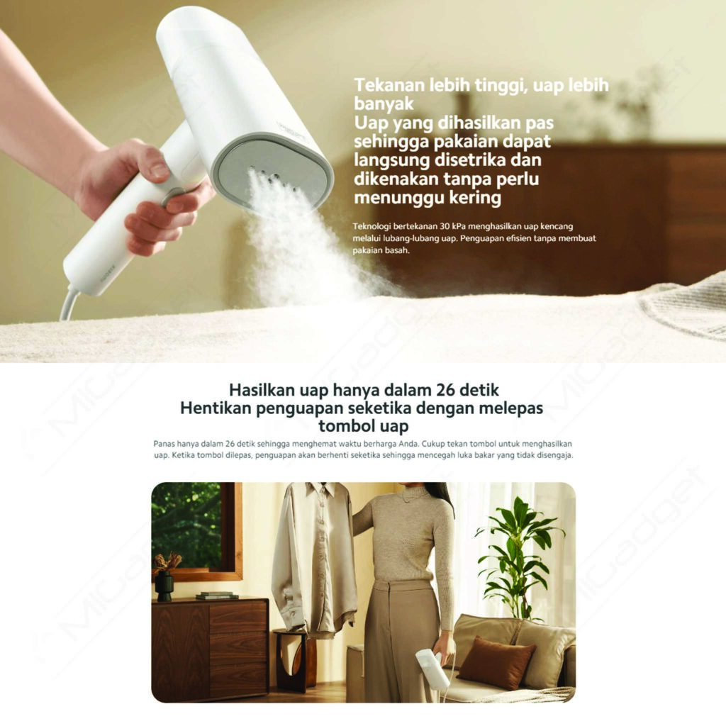 Xiaomi Handheld Garment Steamer Setrika Uap Steamer Baju Portable Lipat ...